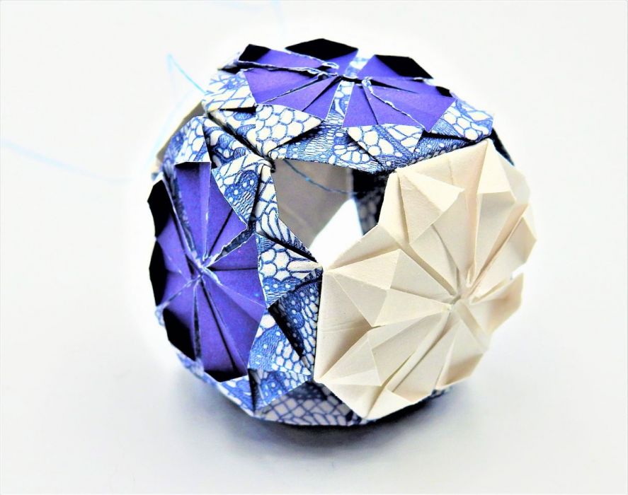 Bombka origami mini kusudama papier koronka - Fantasmagoria