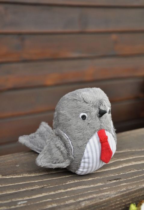 Wróbelek, ptaszek, maskotka szary - Ami Decor