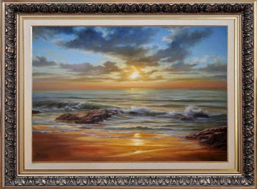 Morze Słońce, ręcznie malowany obraz olejny - Lidia Olbrycht Paint